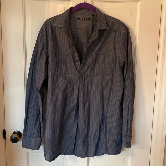 Axist | Shirts | Mens Size Medium Grey White Striped Button Down | Poshmark